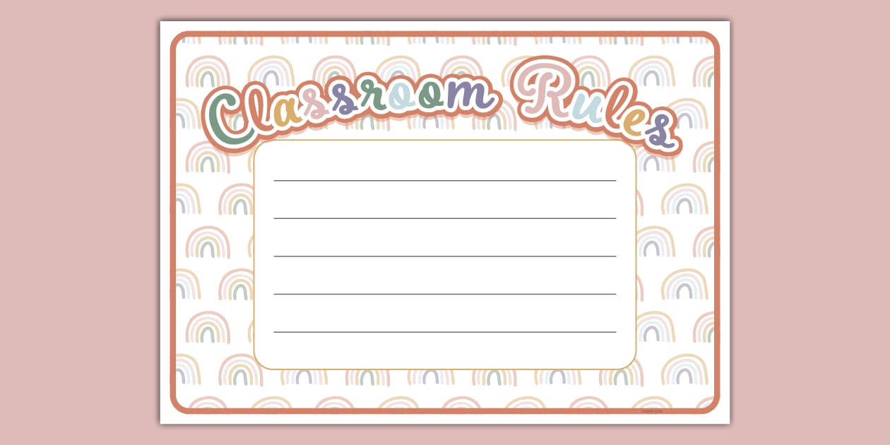 Muted Rainbow Themed Classroom Rules Display Poster - Twinkl