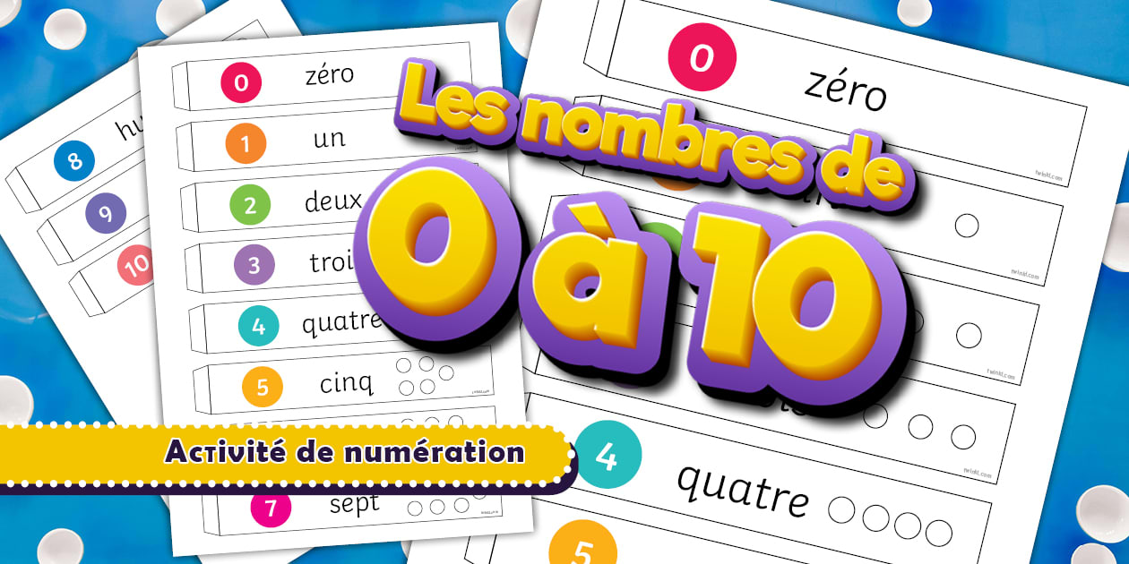 Activité de coloriage : Les nombres de 0 à 10