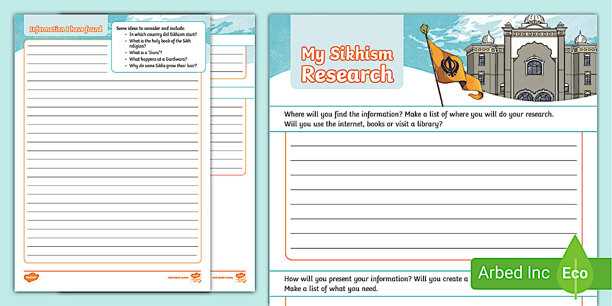 Sikhism Research Activity Sheet (teacher made) - Twinkl