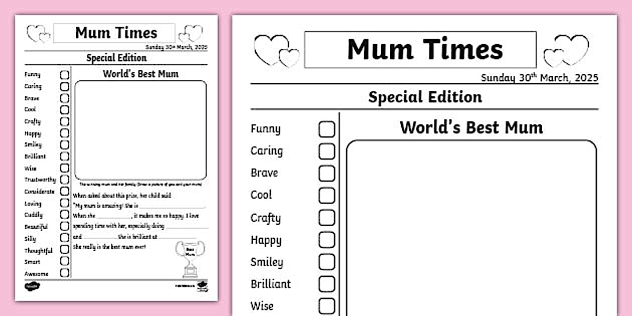 Mother's Day Newspaper Card Template (teacher made) - Twinkl