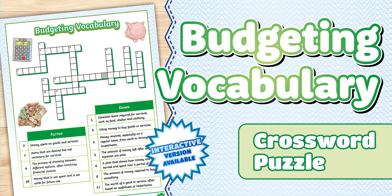 Budgeting Crossword for Early Finishers