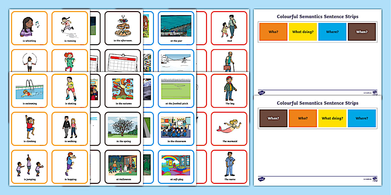 Colourful Semantics Sentences Cards (teacher made) - Twinkl