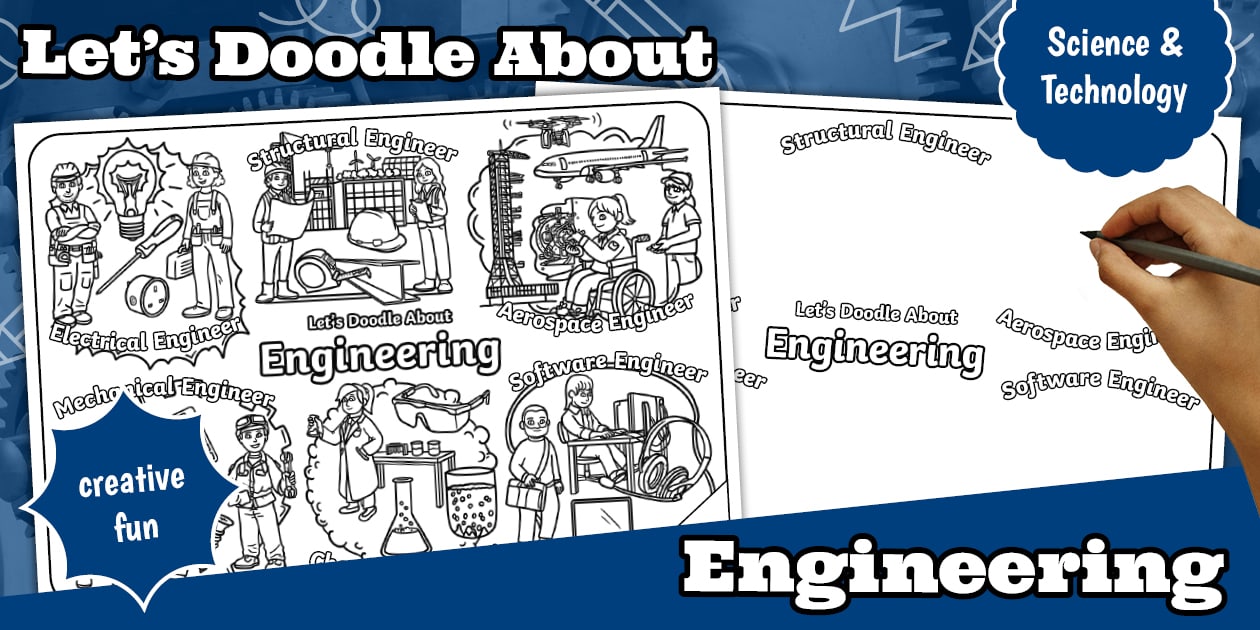 Let's Doodle Engineering Colouring Pages