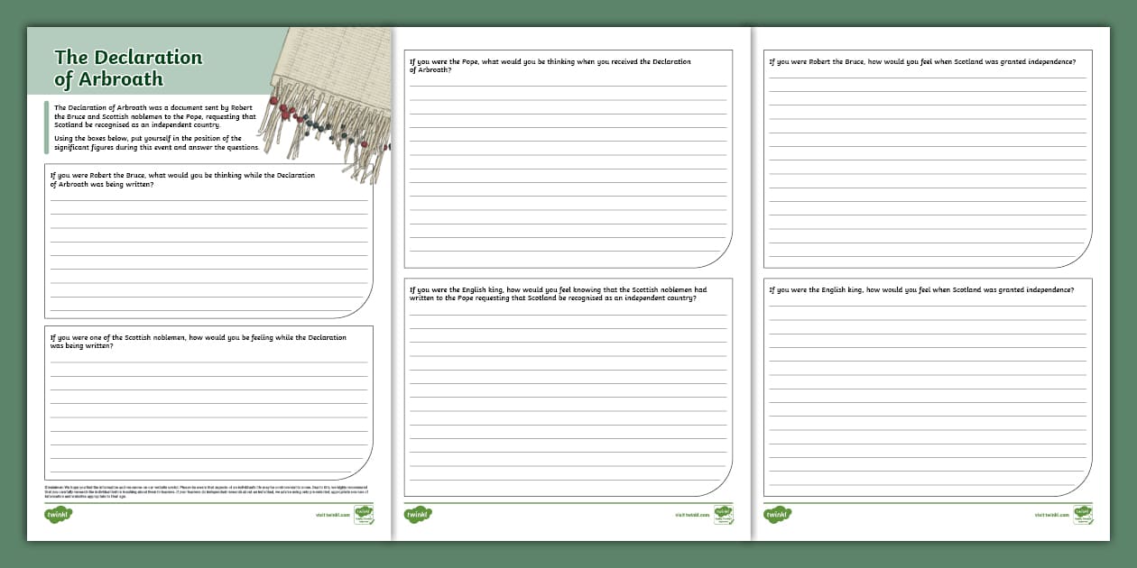 Declaration of Arbroath Activity sheet (teacher made)