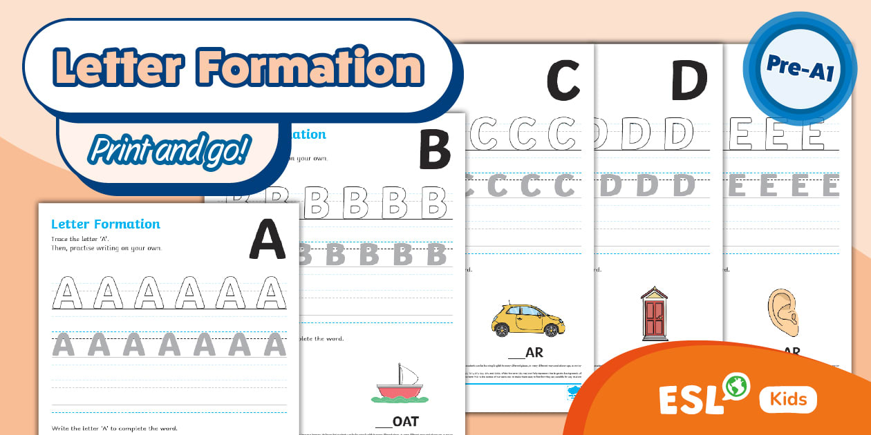 ESL Letter Formation Activity Sheets {Kindergarten, Pre-A1}