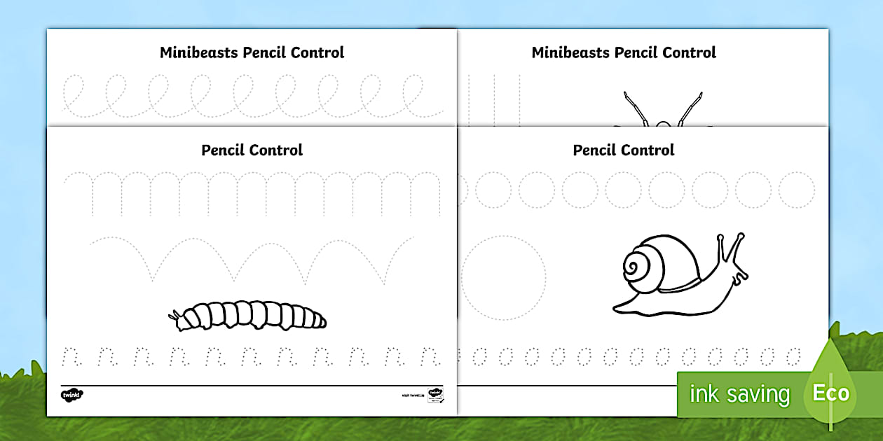 Minibeasts Pencil Control Worksheets (teacher made) - Twinkl