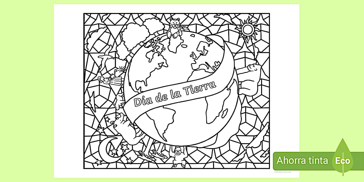 Dibujo del Día de la Tierra para colorear | Twinkl - Twinkl