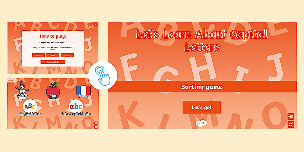 Let's Learn About Capital Letters Interactive Sorting Game