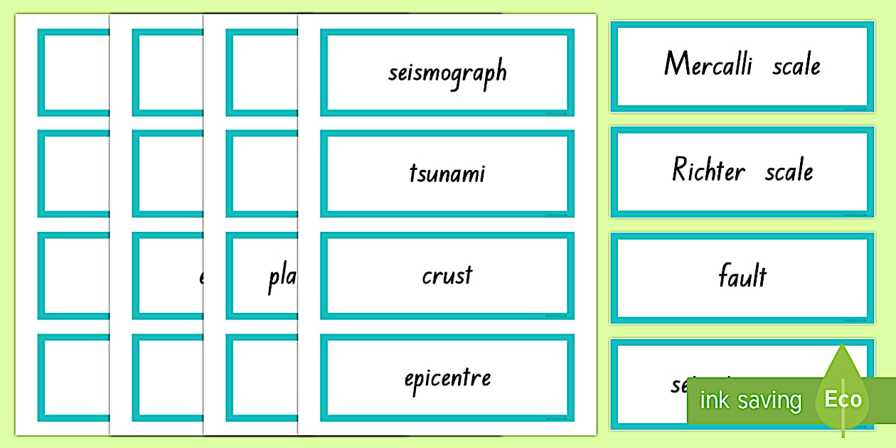Earthquake Word Cards (teacher made) - Twinkl
