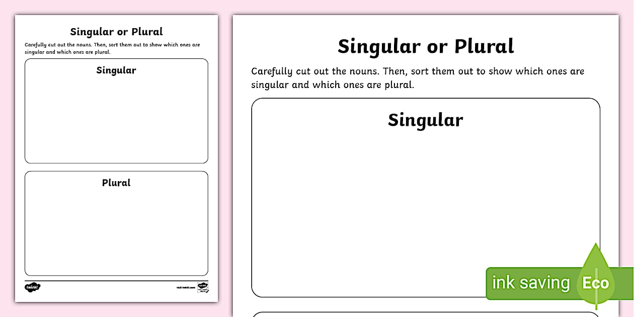 Singular or Plural Nouns Sorting Worksheet (teacher made)