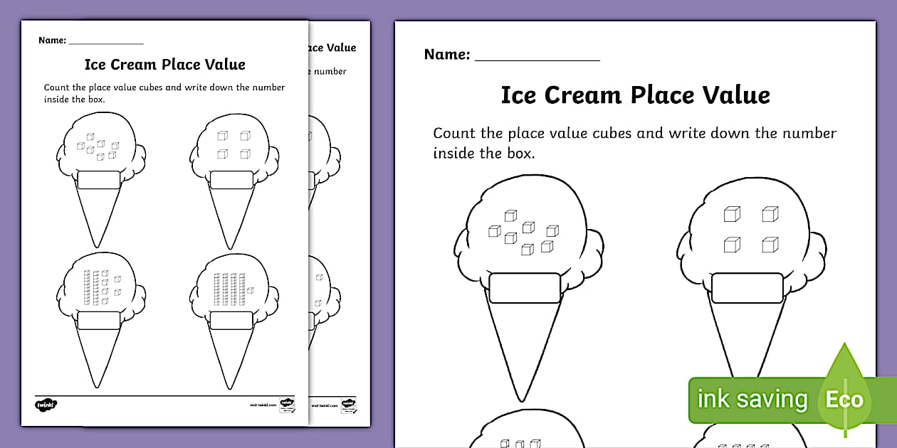 Ice Cream Place Value Activity Sheet (teacher made) - Twinkl