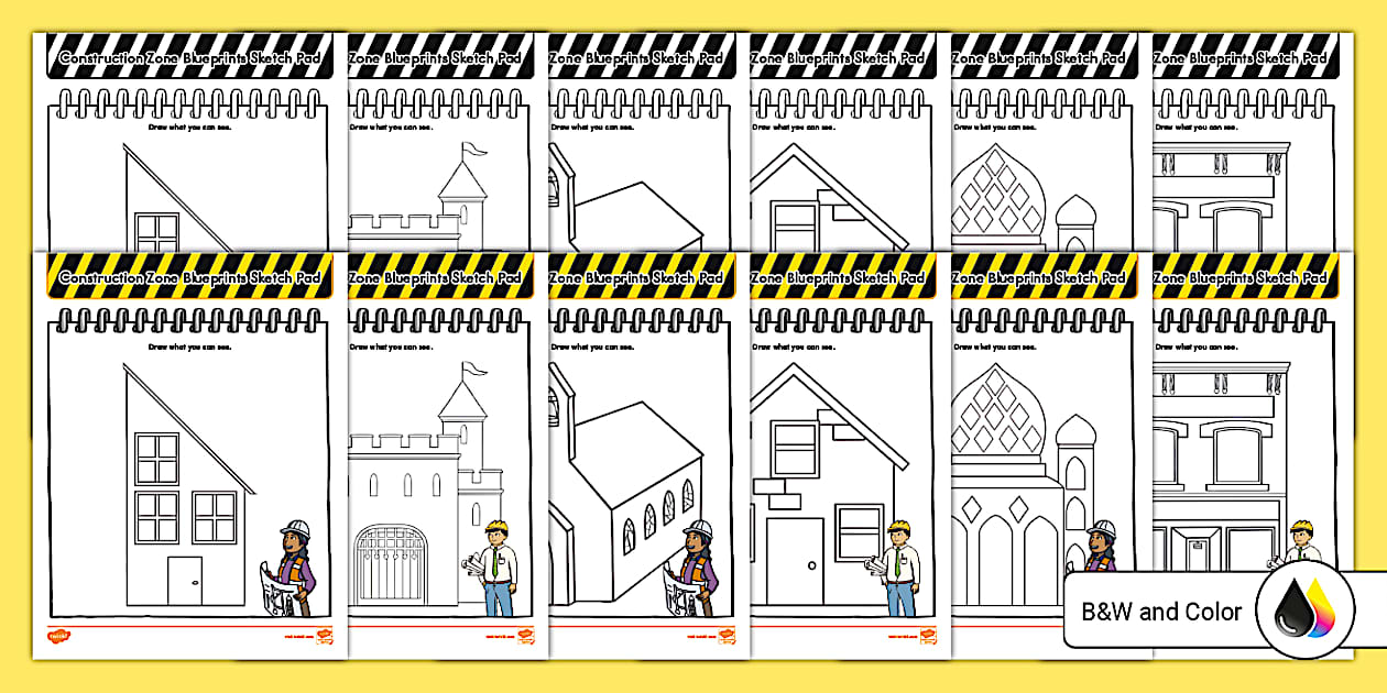 Construction Zone Dramatic Play Blueprints Sketch Pad