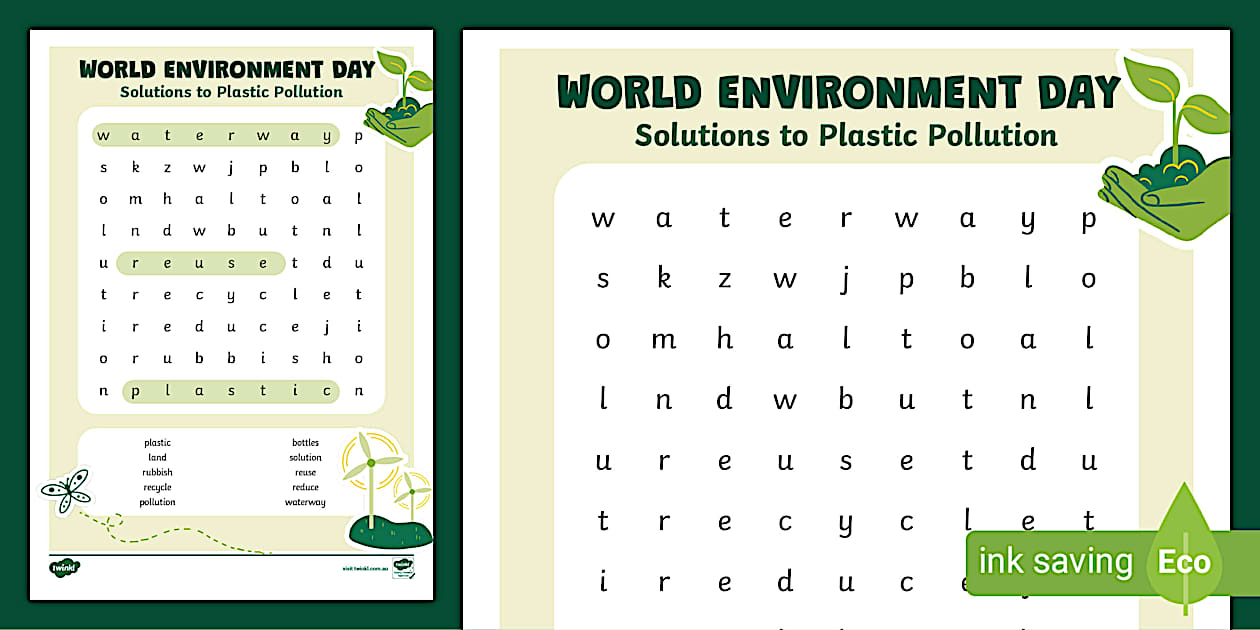 World Environment Day Word Search F-2 (teacher made)