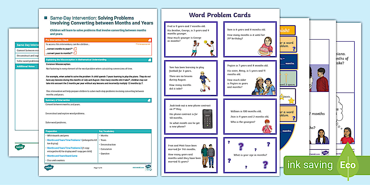 👉 Y5 Intervention: Solving Problems involving Months and Years