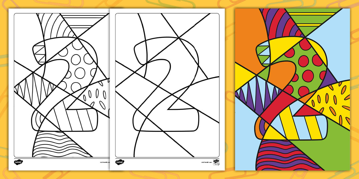 Primary 2 Pop Art Colouring Page (teacher made) - Twinkl