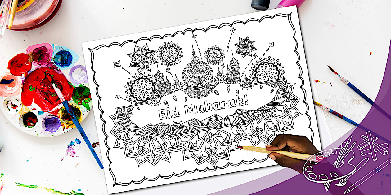 Eid Mubarak Mindfulness Colouring Activity Poster - Twinkl
