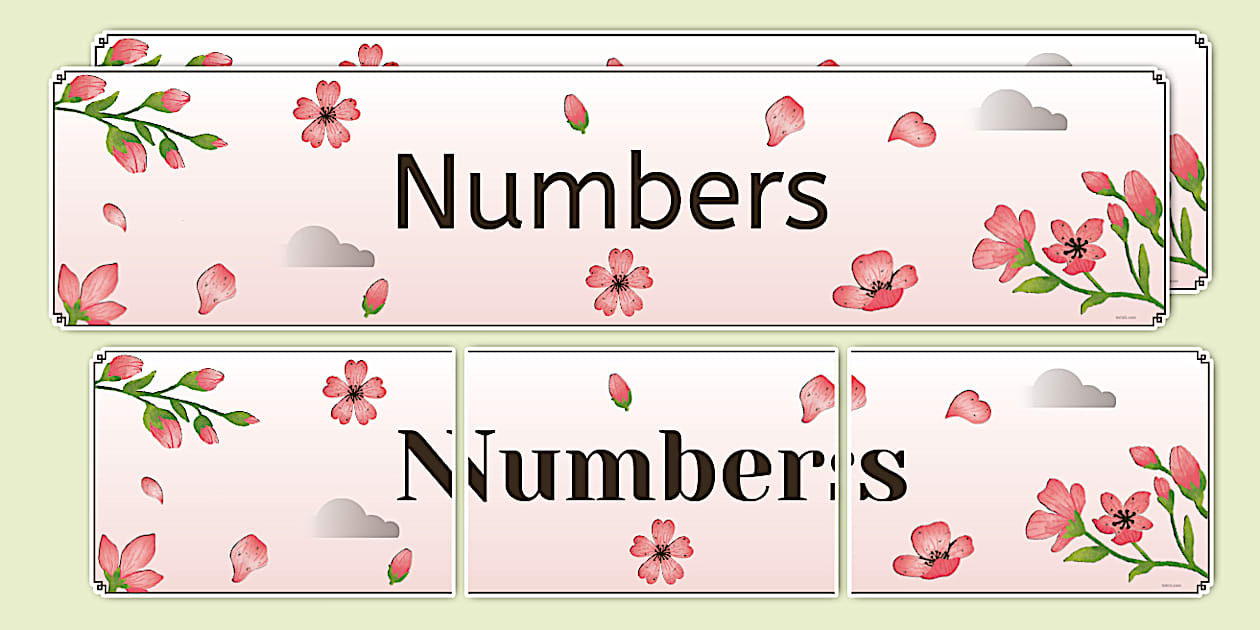 Sakura-Themed Numbers Display Banner (Teacher-Made)