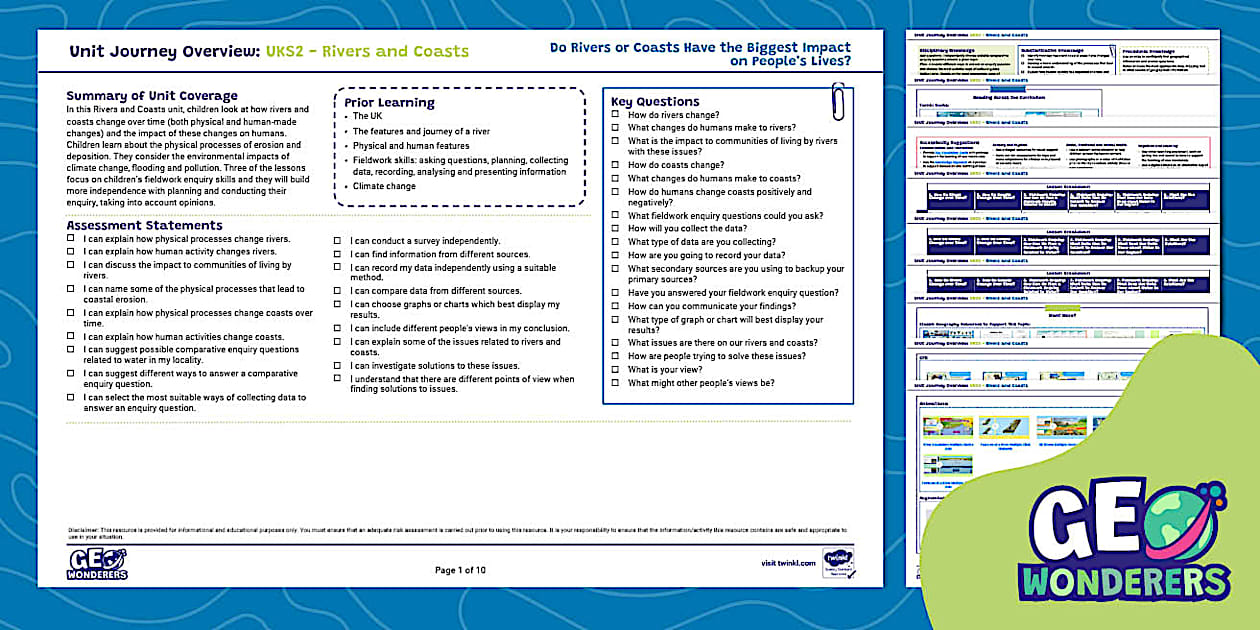 Geo Wonderers UKS2: Rivers and Coasts Overview - Twinkl