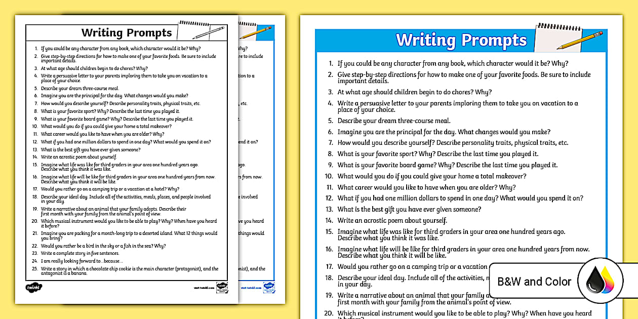 Third Grade Writing Prompts List (teacher made) - Twinkl