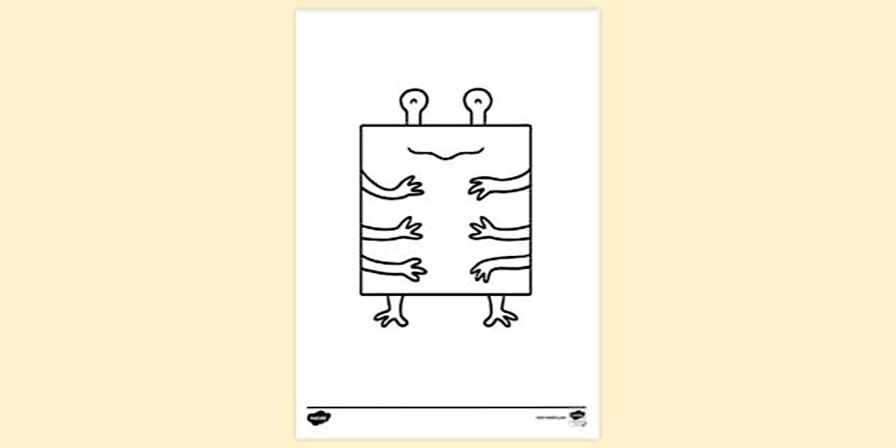 Square Alien Colouring Sheet | Colouring Sheet - Twinkl