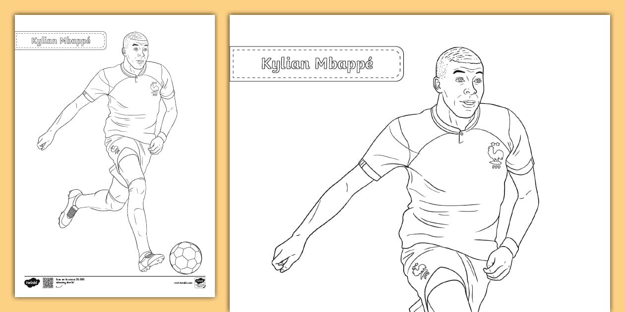 Kylian Mbappé Colouring Sheet - Football - Twinkl