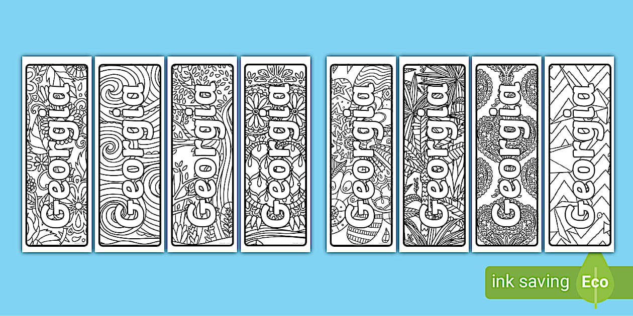 Georgia Mindfulness Name Colouring Bookmarks - Twinkl