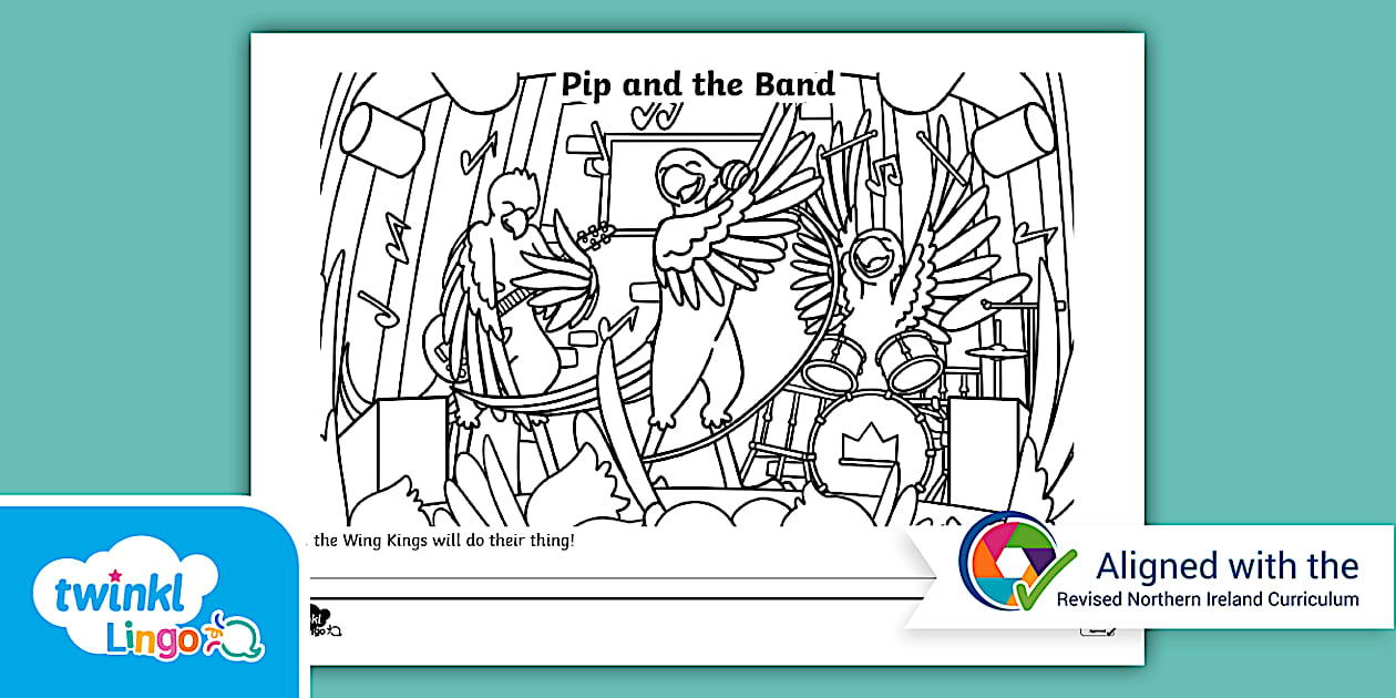 Pip and the Band Colouring Page