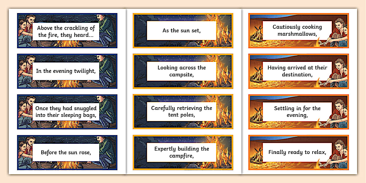 Campfire Story Sentence Starter Cards (teacher made)