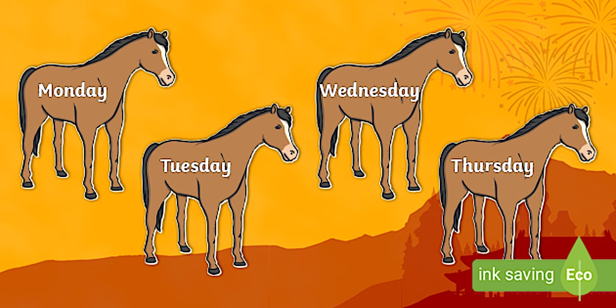 👉 Days of the Week on Chinese New Year Horse - Twinkl