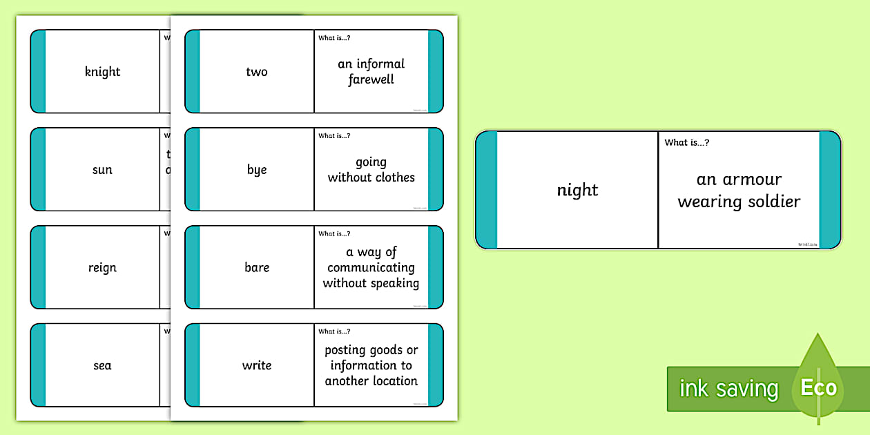 Homophone Cards | Homophone Questions Game