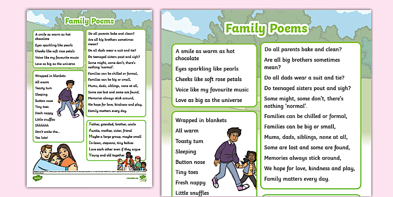 KS1 Family Poem Examples (teacher made) - Twinkl