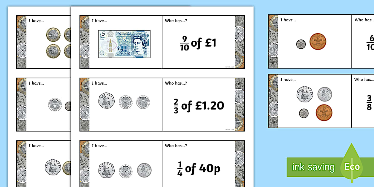 Fractions of Money Loop Cards (teacher made) - Twinkl