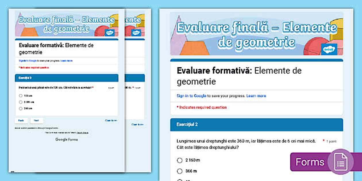 Recapitulare finală elemente geometrie – Evaluare formativă