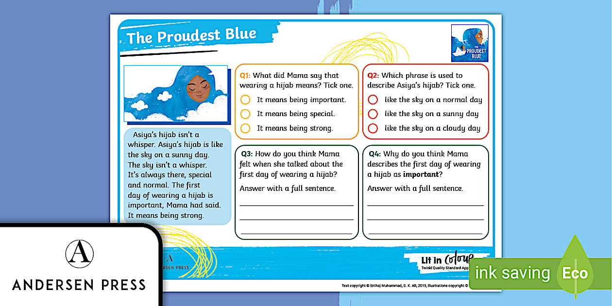 FREE! - The Proudest Blue: Reading Comprehension Mat - Twinkl