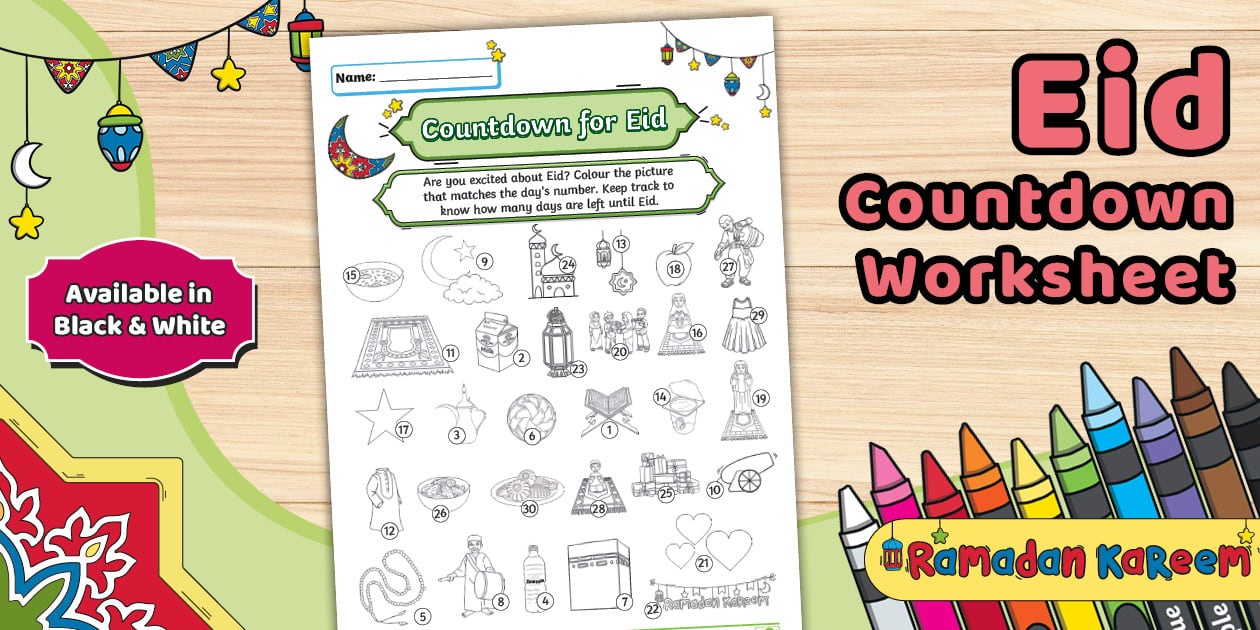 Eid Countdown Worksheet
