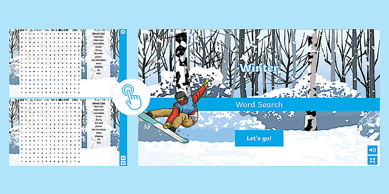 KS2 Winter Find the Answer Interactive Word Search - Twinkl