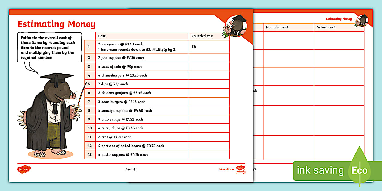 Estimating Money (teacher made) - Twinkl