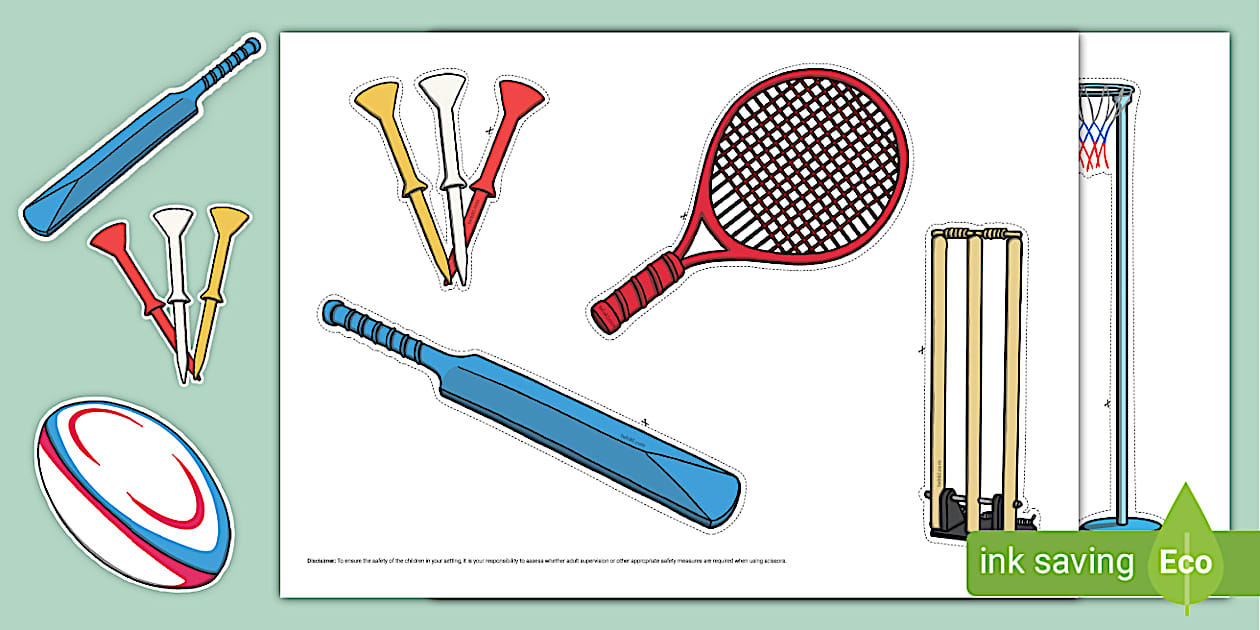 Sports Equipment Cut-Outs (teacher made) - Twinkl