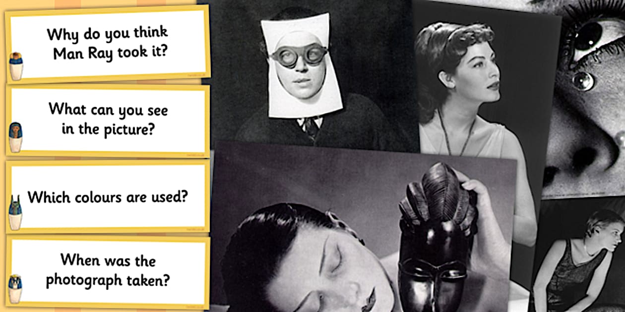Cursive Man Ray Photopack and Prompt Questions - Twinkl