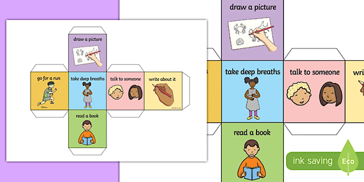 Editable Calming Down Dice Net (teacher made) - Twinkl