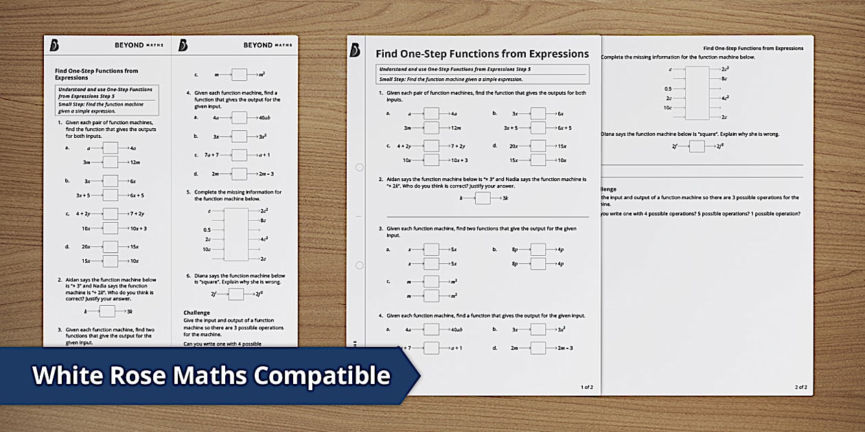 👉 Find One-Step Functions from Expressions - Twinkl