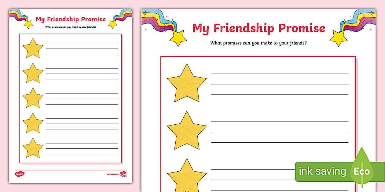 My Friendship Promise Writing Frame (teacher made) - Twinkl