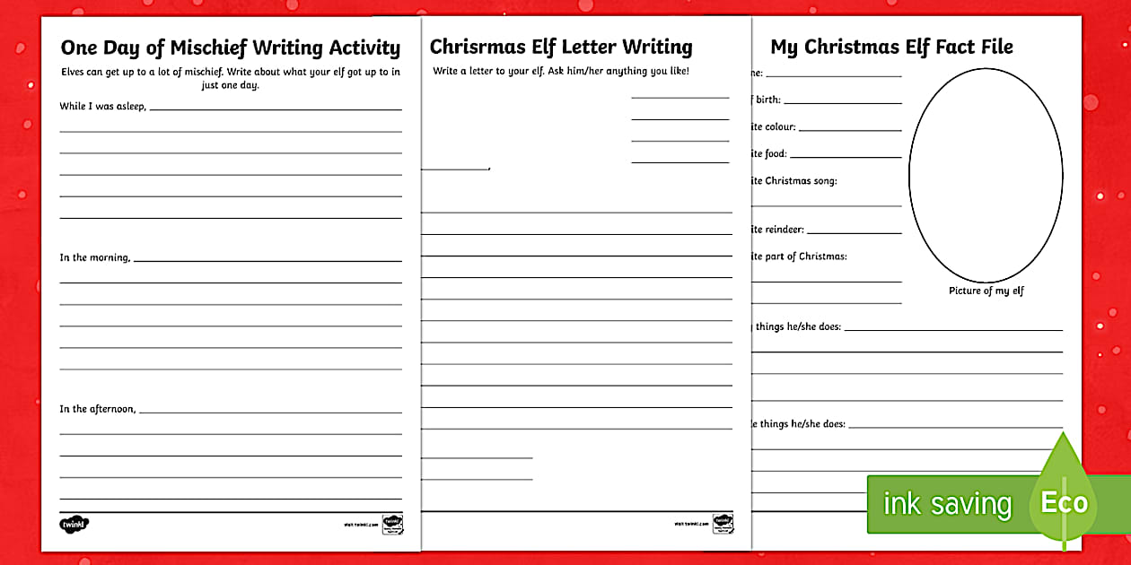 KS1 Christmas Elf Writing Activity Pack