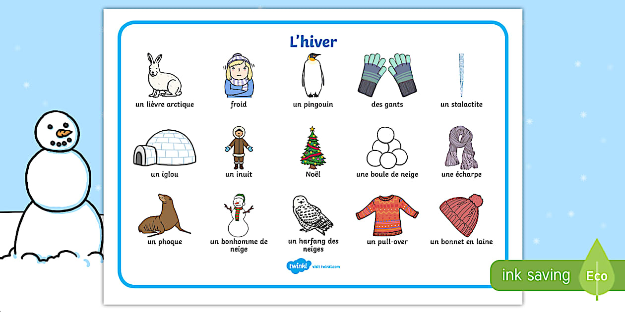 Set de mots sur l'hiver (l'enseignant a fait) - Twinkl