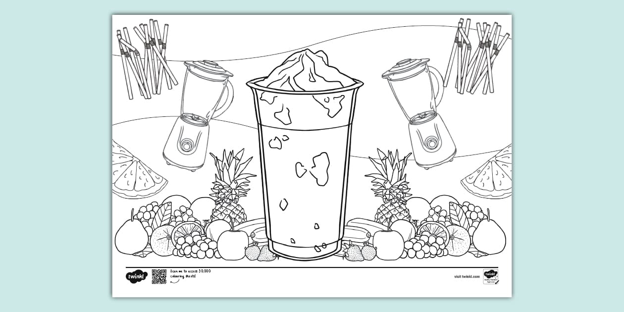 Smoothie-Themed Doodle Colouring Page (Teacher-Made)