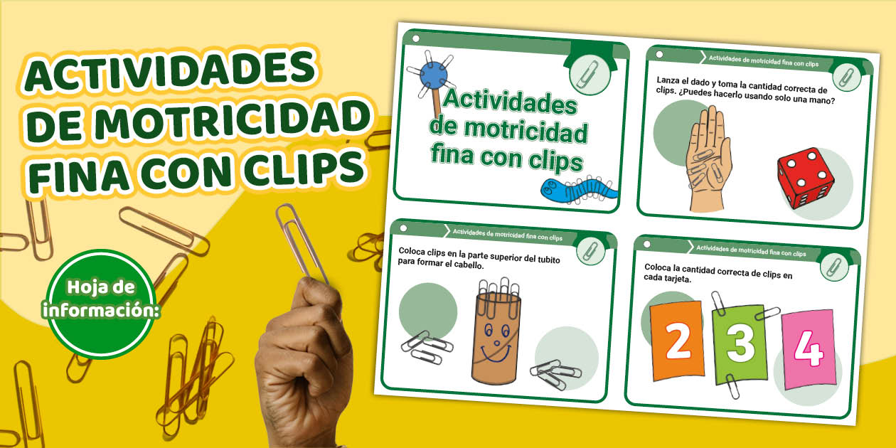Actividades motricidad fina con clips