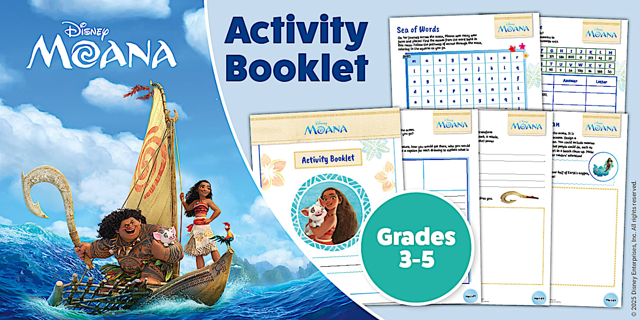 Moana: Activity Booklet for 3rd-5th Grade (Teacher-Made)