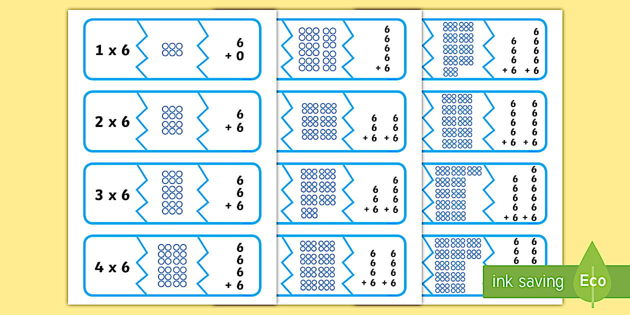Six Times Table Matching Puzzle - (teacher made) - Twinkl