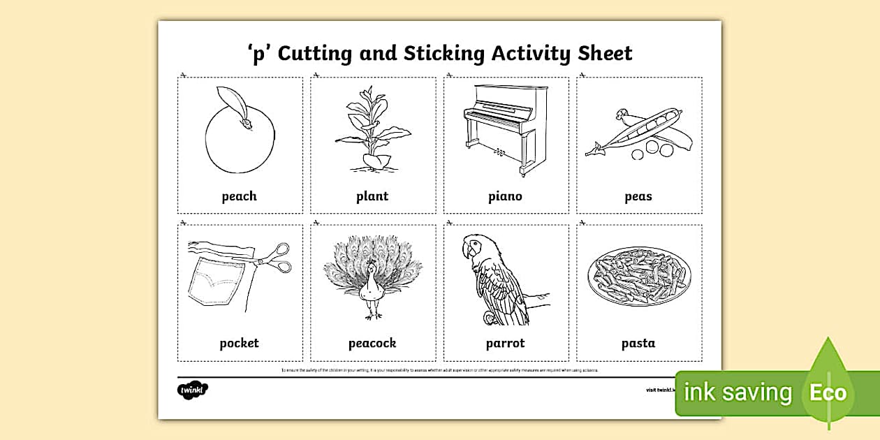 'p' Cutting and Sticking Activity (Teacher-Made) - Twinkl
