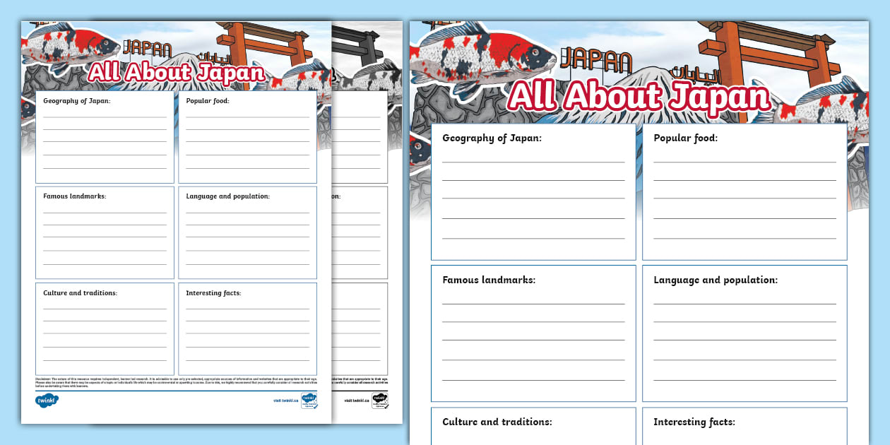All About Japan Fact File Template (teacher made) - Twinkl